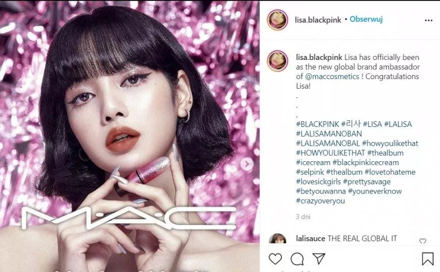 MAC ogłosił nazwisko nowej ambasadorki. To raperka Lisa z zespołu BlackPink